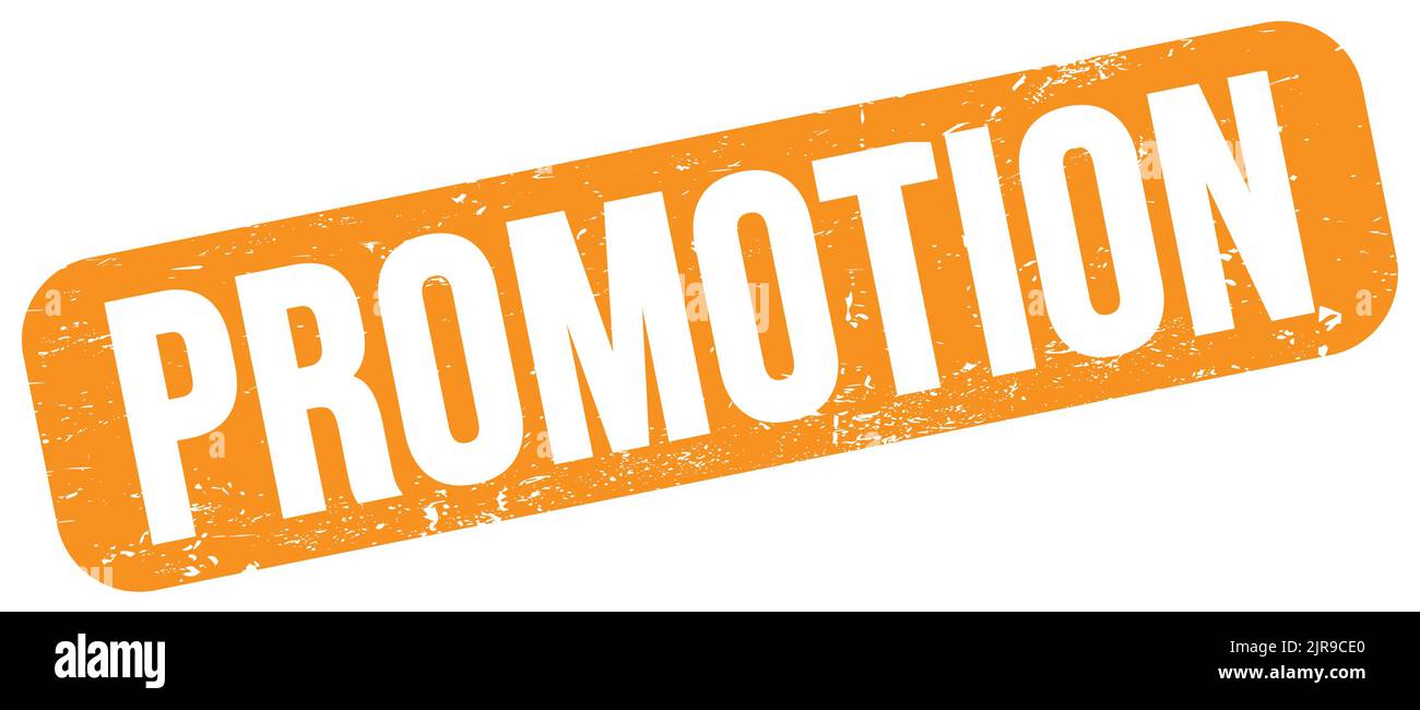 PROMOTION text written on orange grungy stamp sign Stock Photo - Alamy