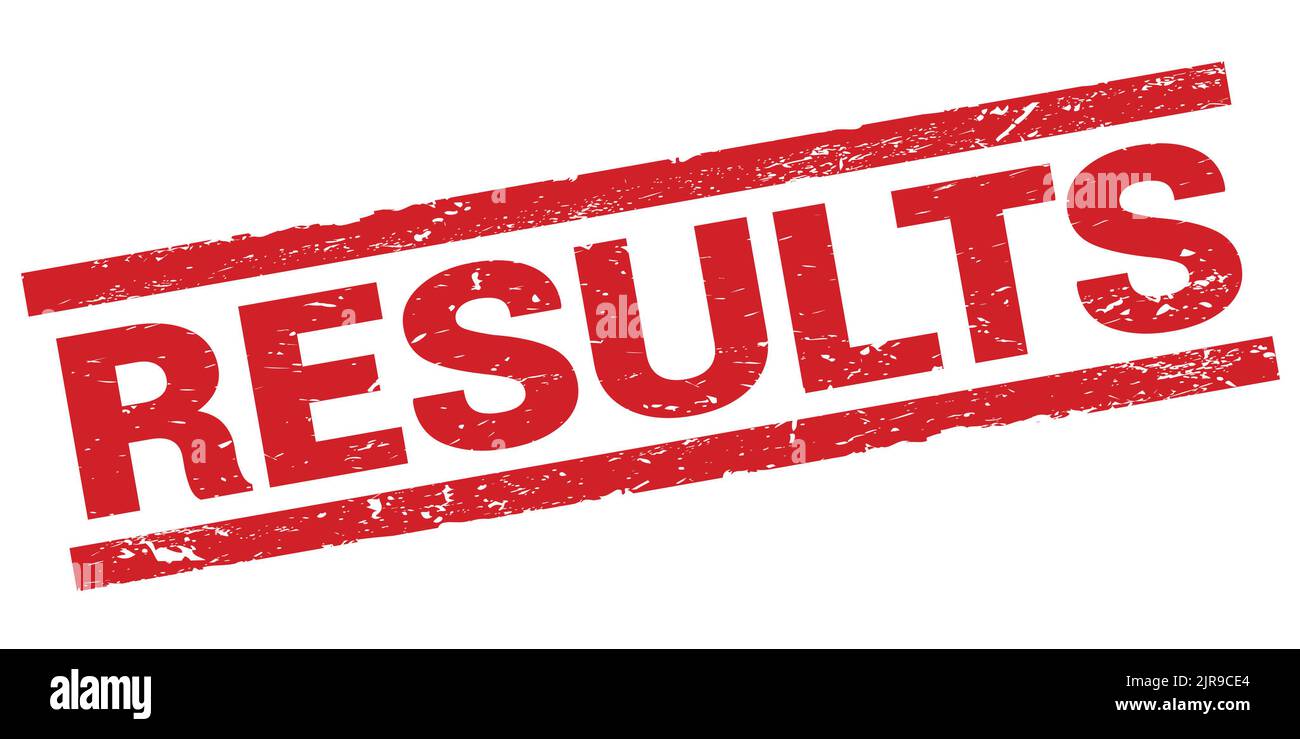 RESULTS text written on red rectangle stamp sign Stock Photo - Alamy