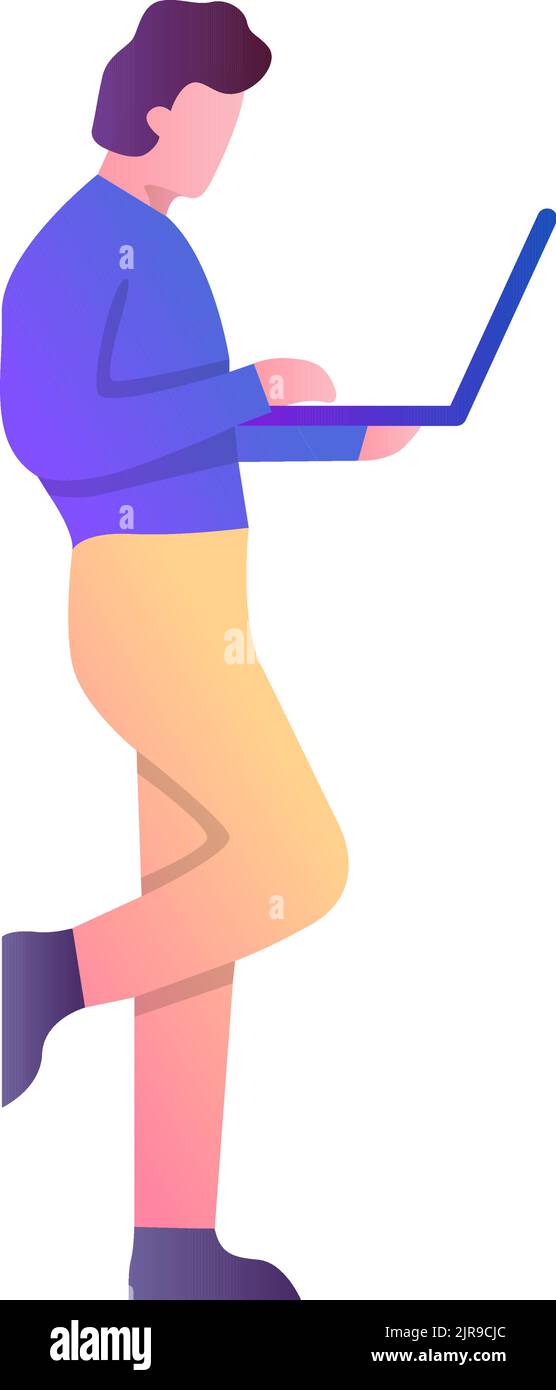 Man with laptop icon vector isolated on white background. Online ...