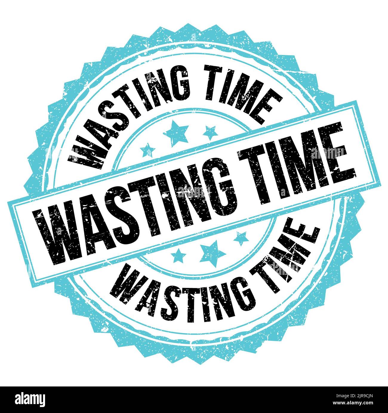 WASTING TIME text written on blue-black round stamp sign Stock Photo ...