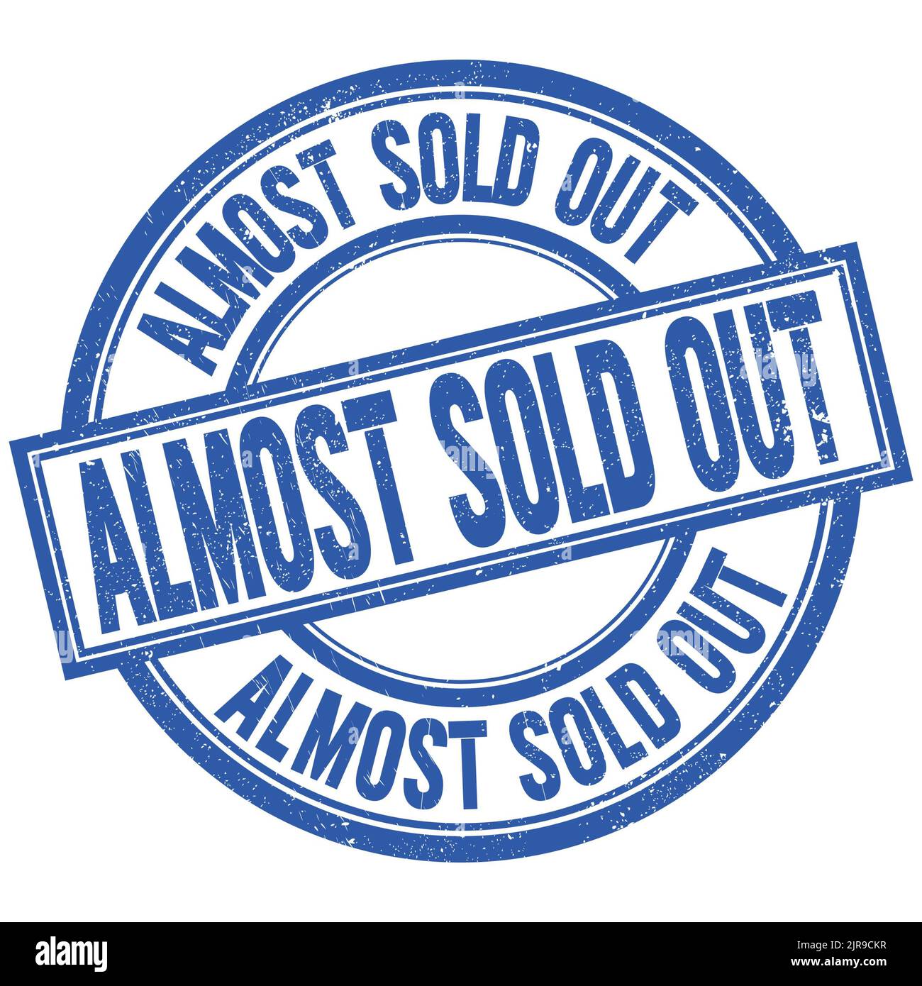 ALMOST SOLD OUT text written word on blue round stamp sign Stock Photo ...