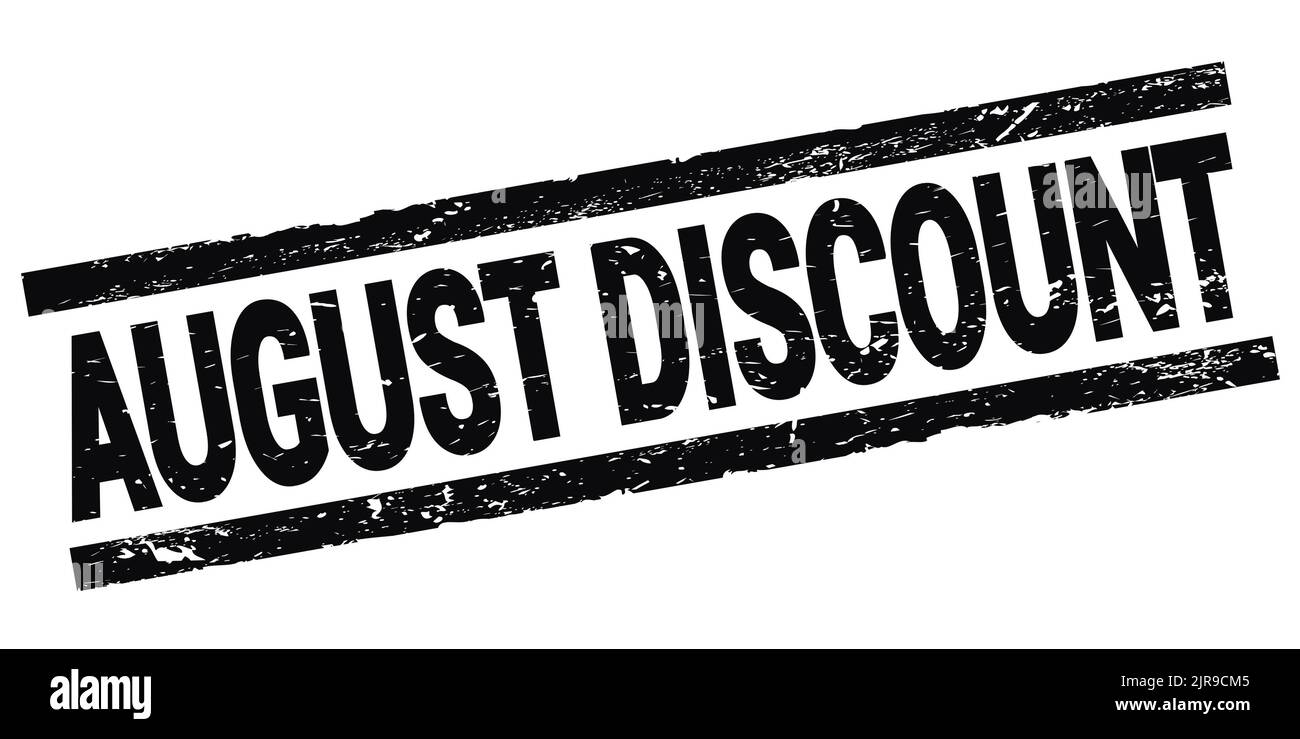 AUGUST DISCOUNT text written on black rectangle stamp sign Stock Photo ...
