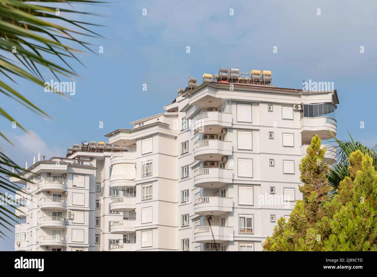 New modern residential building exterior against the sky. Architecture ...