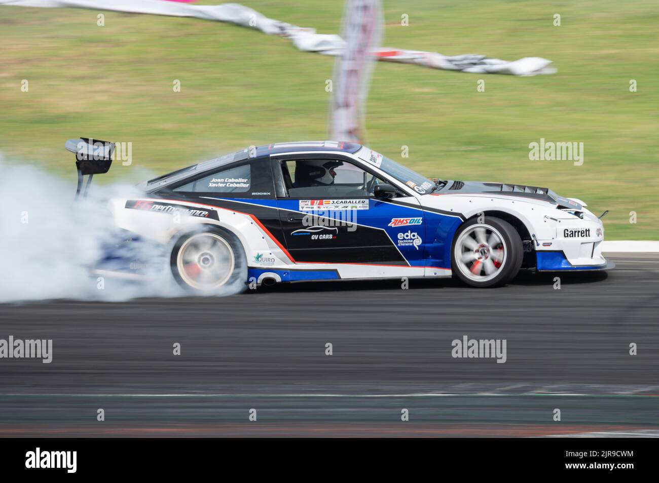A Japanese sports car Nissan Silvia S13 modified for drift racing Stock ...