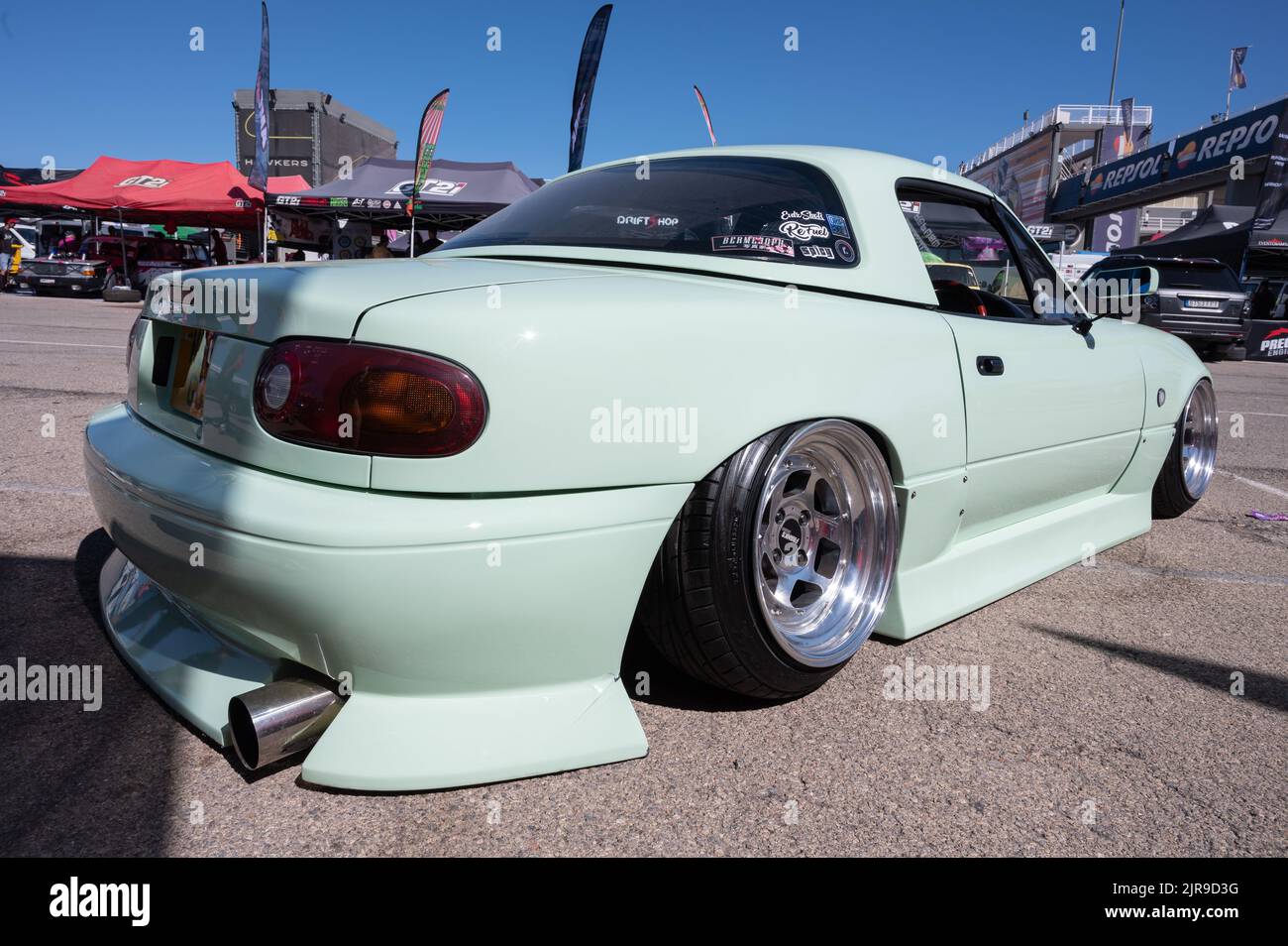 A rear view of a tuned Japanese Mazda Mx-5 Miata sports car Stock Photo ...