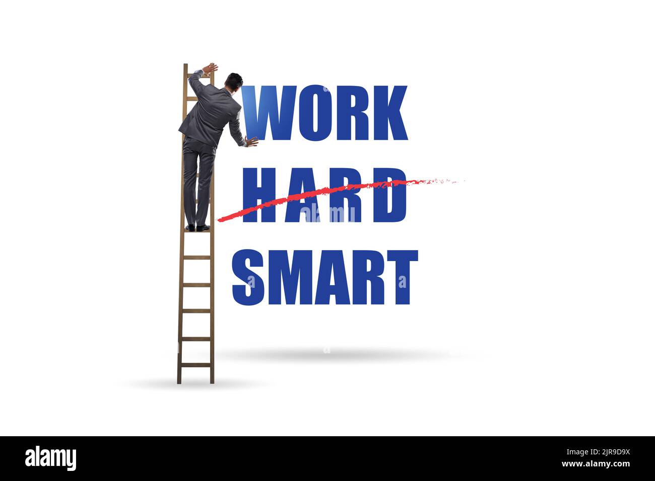 Businessman in the working smart not hard concept Stock Photo - Alamy