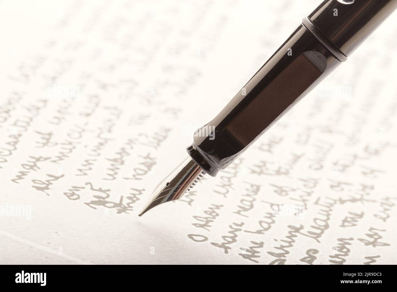 Fountain Pen on Written Page Stock Photo - Alamy
