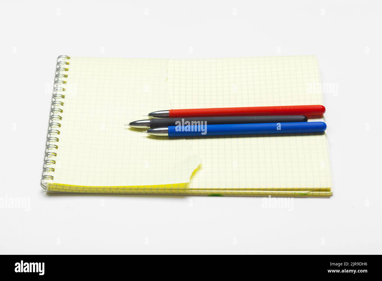 notepad notebook and ball pont pen isolated on white background Stock ...