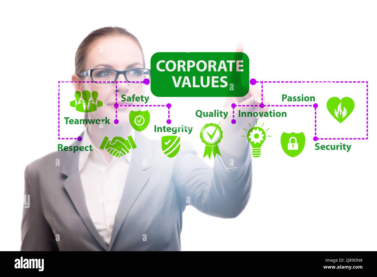 Businesswoman in corporate values concept Stock Photo - Alamy