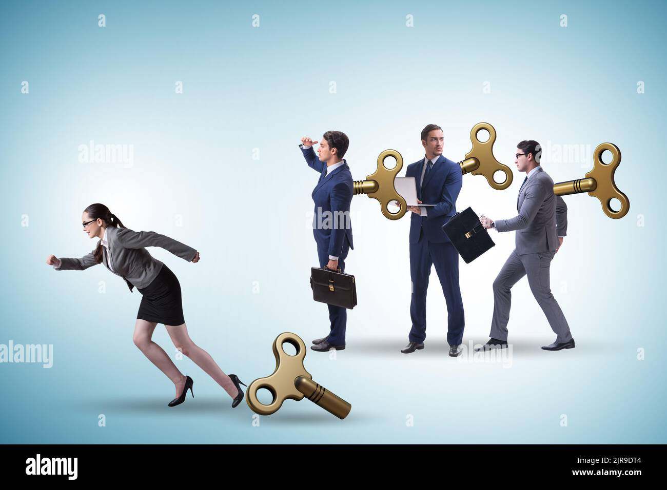 Concept of businessman escaping from the office routine Stock Photo - Alamy