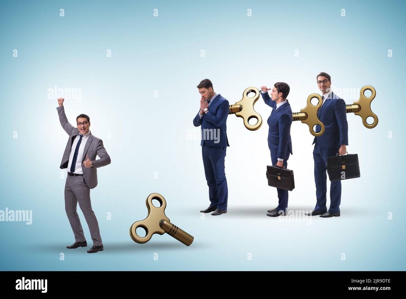 Concept of businessman escaping from the office routine Stock Photo - Alamy