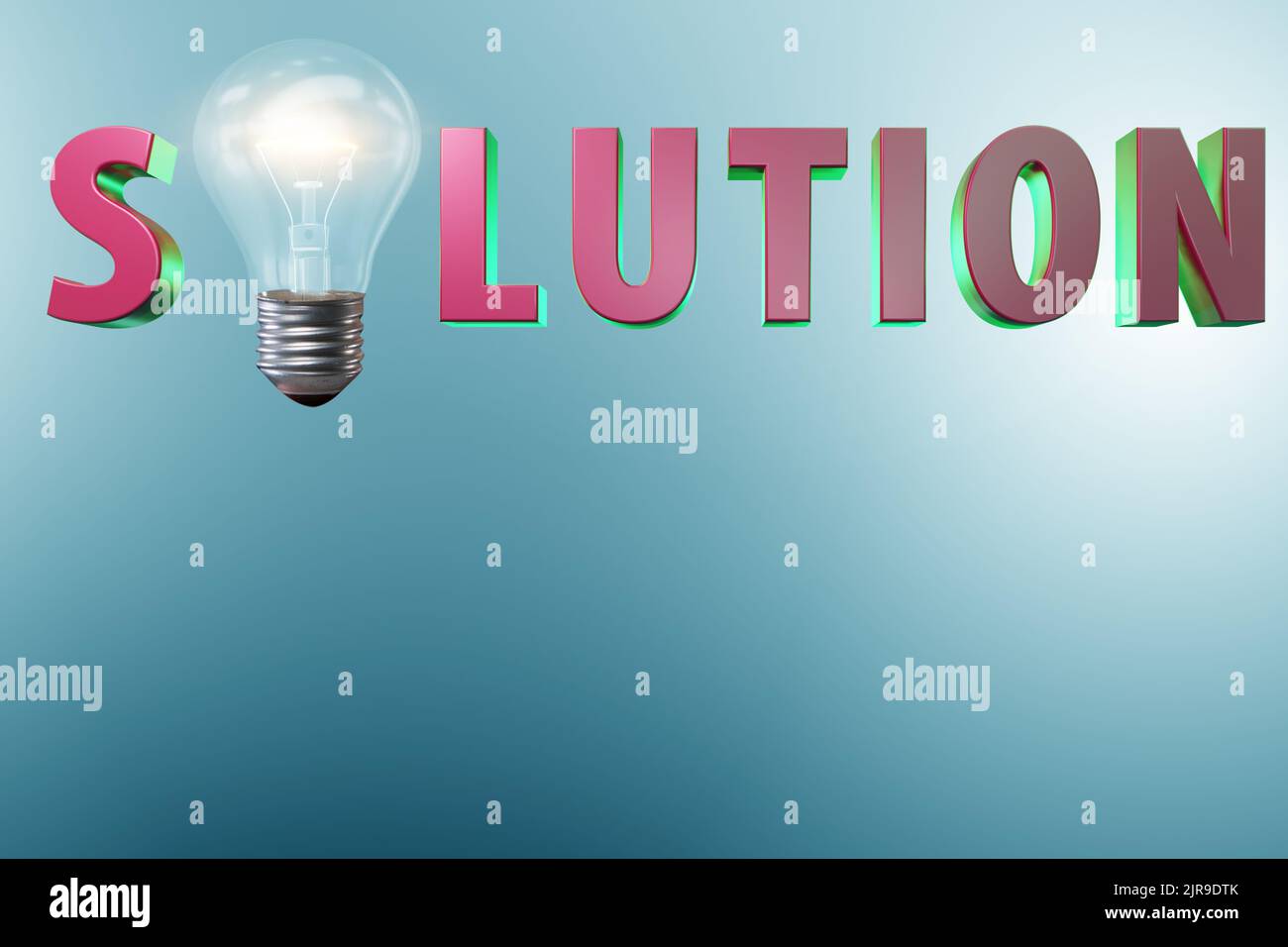 Concept of soluton with the light bulb - 3d rendering Stock Photo - Alamy