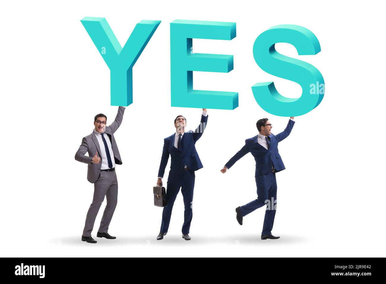 Businessmen in yes positive answer concept Stock Photo - Alamy
