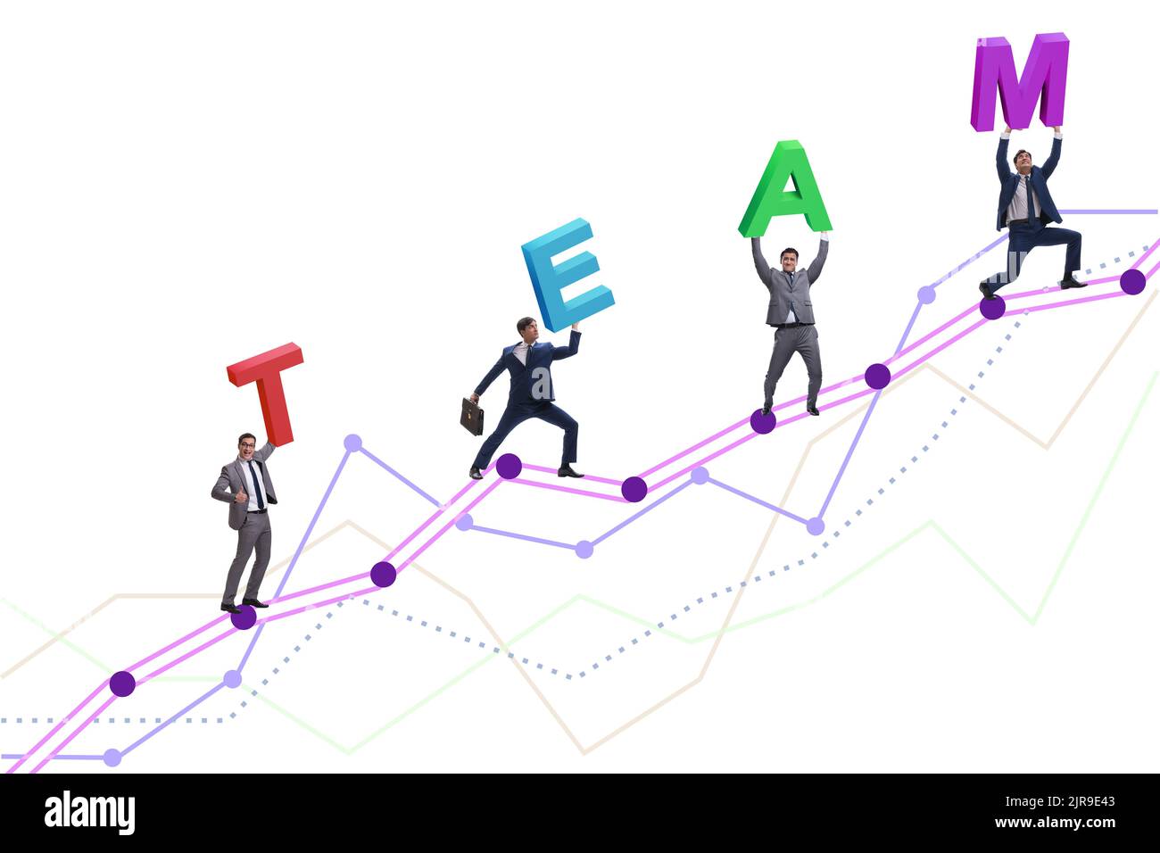 Teamwork concept with the people carrying team letters Stock Photo - Alamy