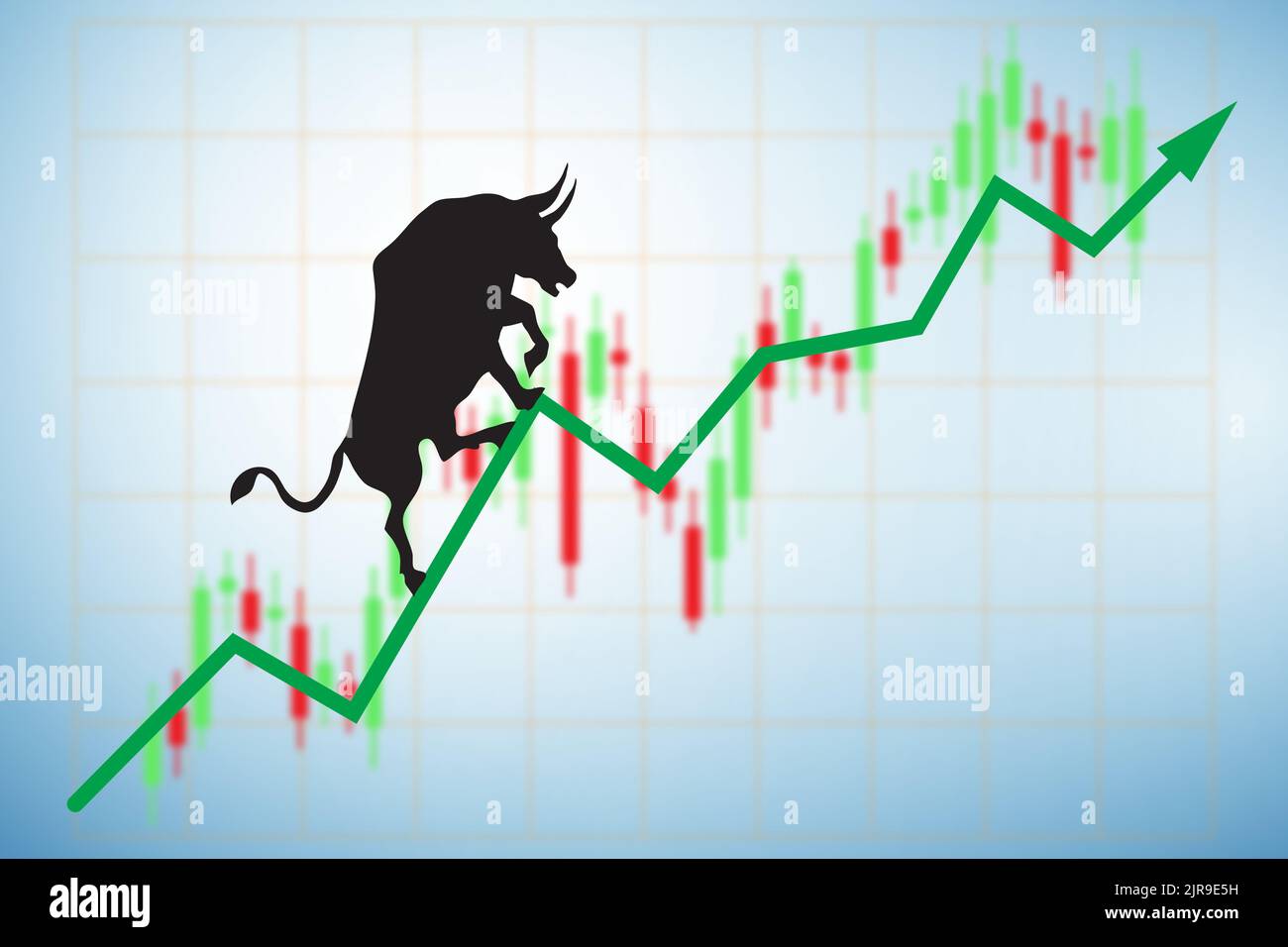 Illustration of the bull stock market on exchange Stock Photo - Alamy
