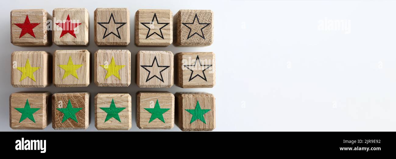 Quality rating and customer feedback in stars closeup Stock Photo - Alamy