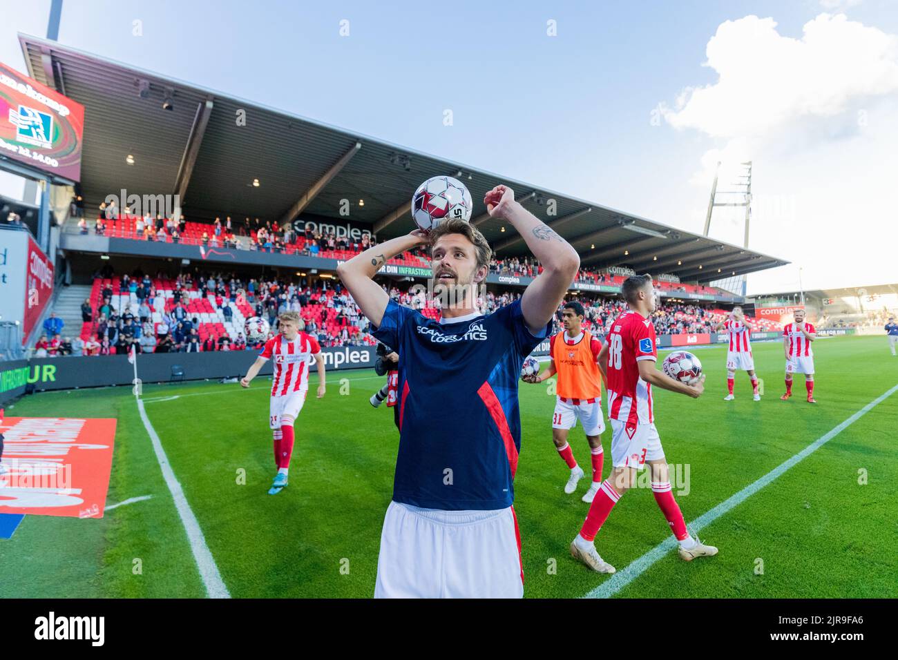 Aalborg, Denmark. 21st, August 2022. Lucas Andersen of AAB seen after ...