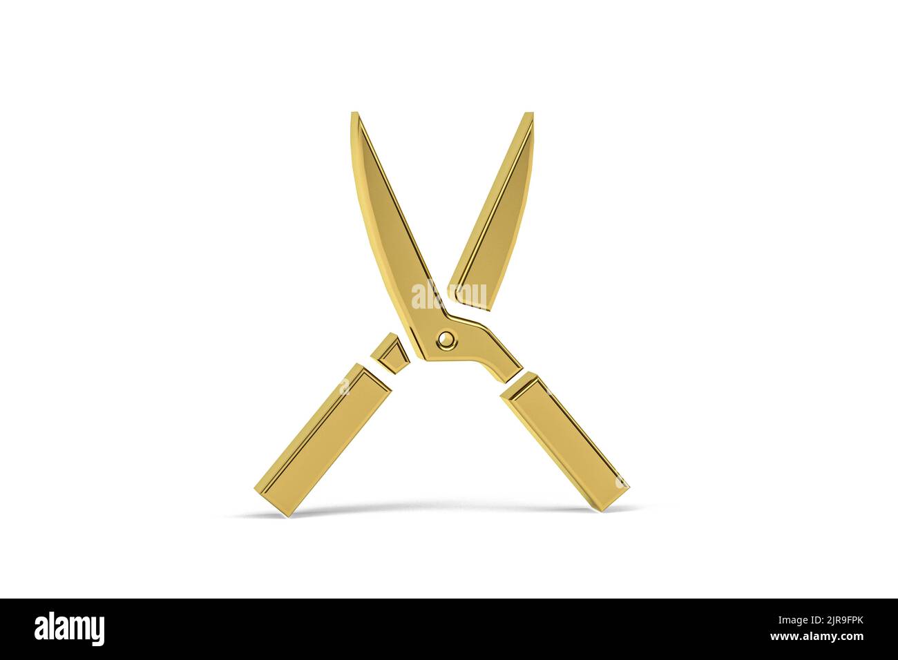 Golden 3d garden shears icon isolated on white background - 3d render ...
