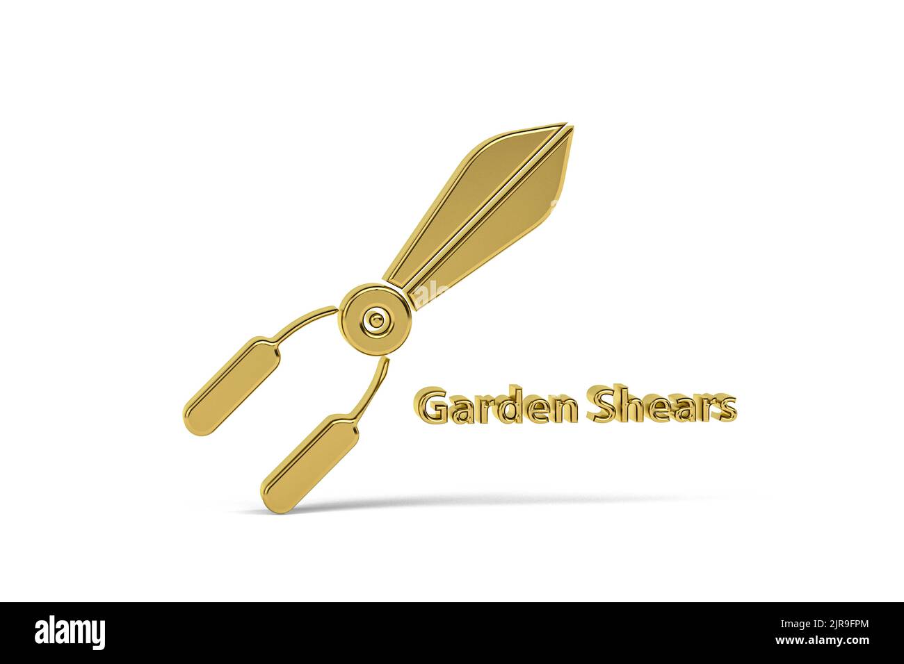 Golden 3d garden shears icon isolated on white background - 3d render ...