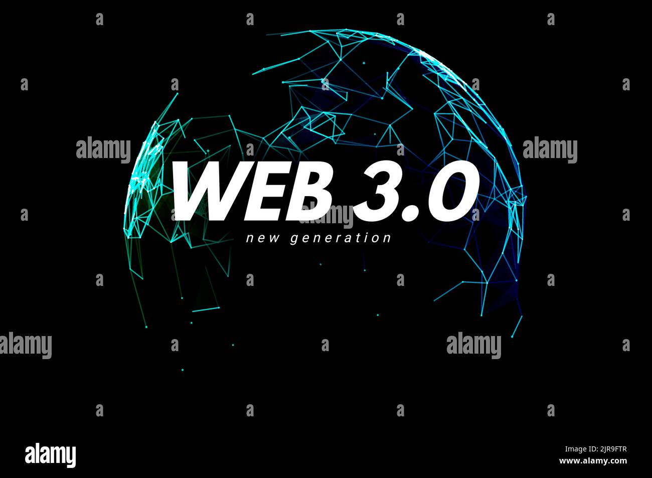 Web 3 world technology digital background. Web3 planet future internet new version blockchain ...