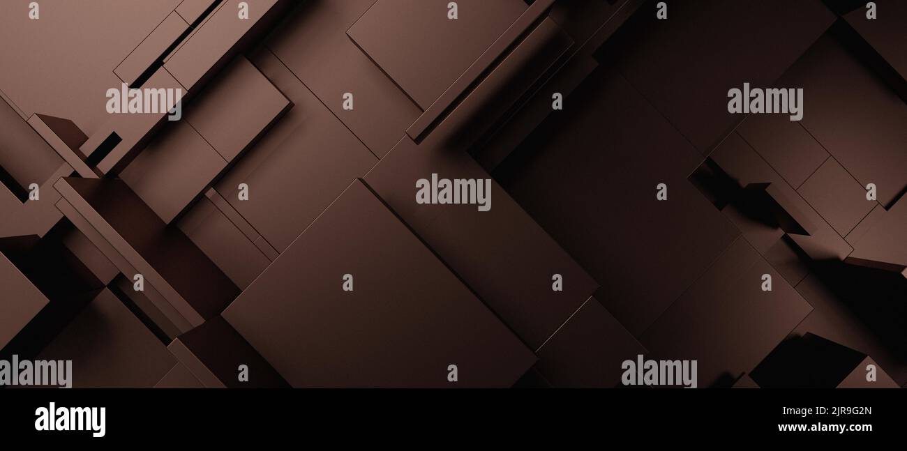 Abstract Luxurious Elegant Futuristic Block Cubes Modern Brown ...