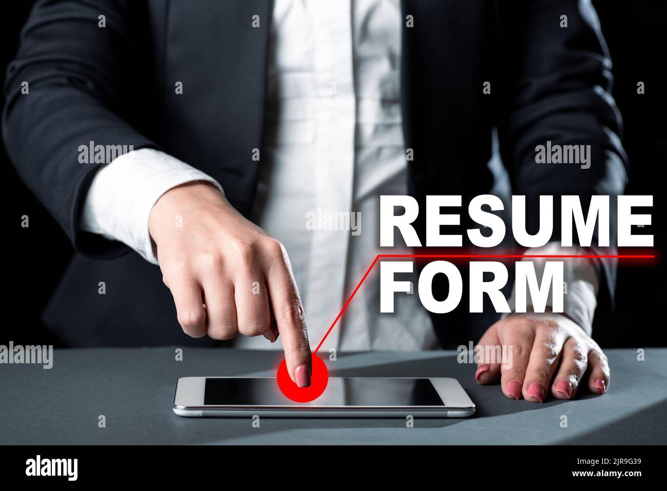 Conceptual caption Resume Form. Business idea describe the layout ...