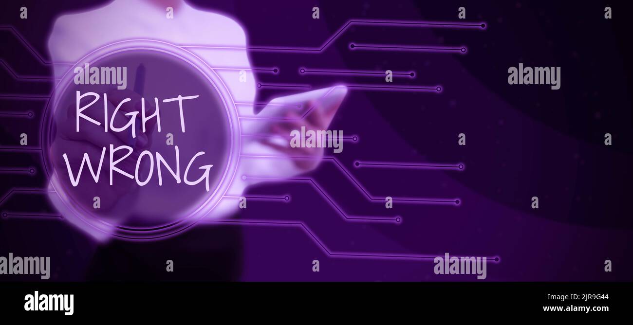 Hand writing sign Right Wrong. Business idea choose between two ...