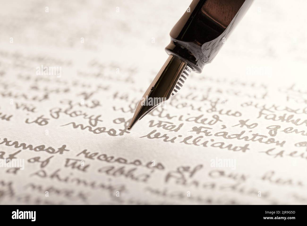 Fountain Pen on Written Page Stock Photo - Alamy