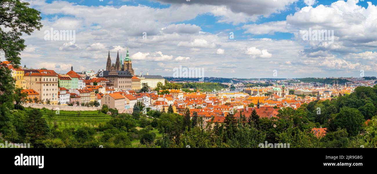 Prague cityscape panorama - city landscape with the Prague castle ...