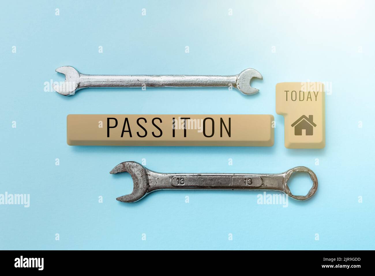 Text caption presenting Pass It On. Concept meaning Share something ...