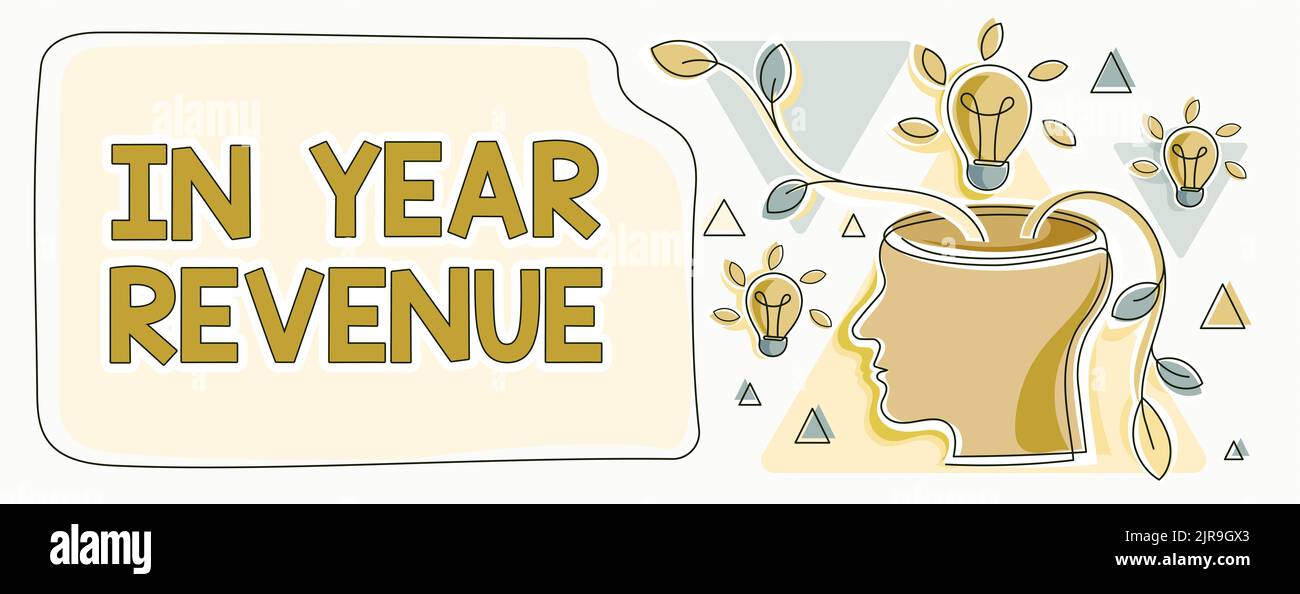 Text caption presenting In Year Revenue. Concept meaning Annual ...