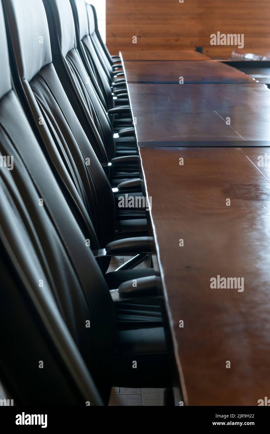Unattended modern conference table - stock photo Stock Photo - Alamy
