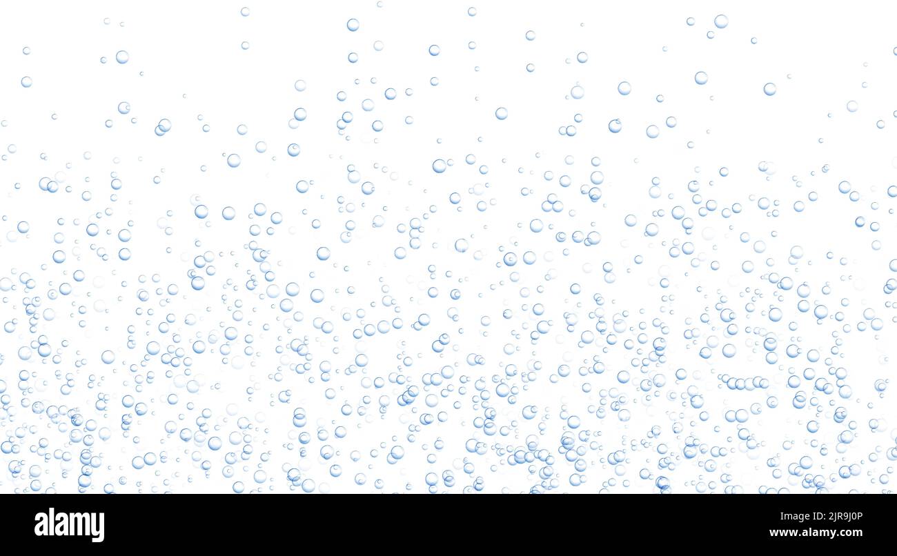 Underwater fizzing bubbles, soda or champagne carbonated drink, sparkling water isolated on ...