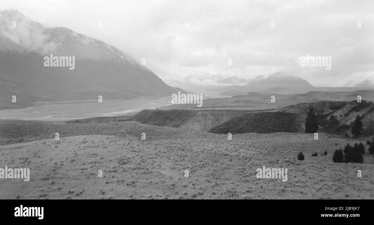 Up Rakaia river from gorge at Little river, 20 May 1951, by Leslie ...