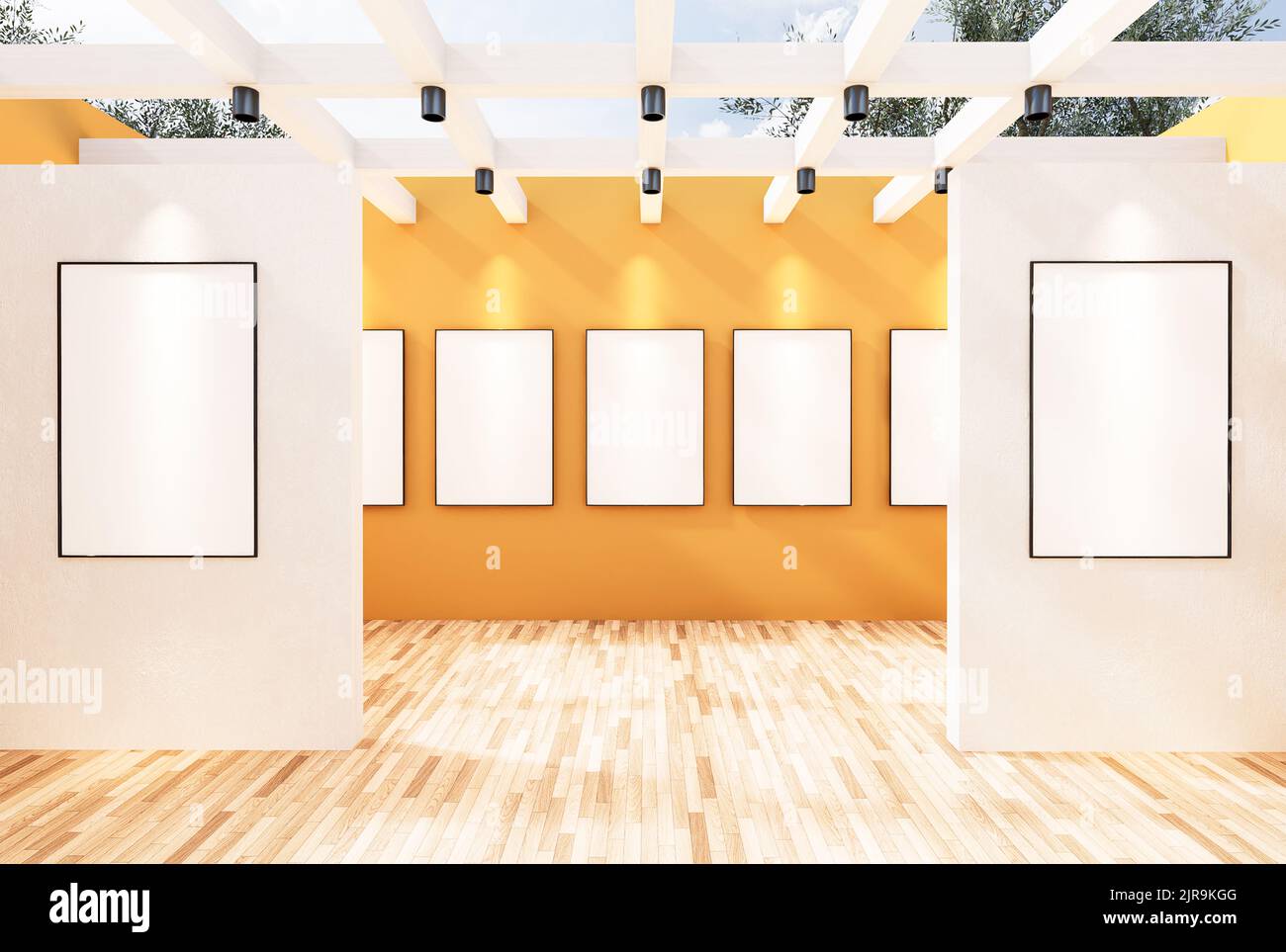 Framed photos in an empty room Suitable for putting together a ...