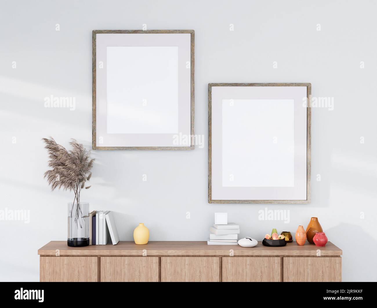 Mock up poster frame in modern interior background, living room ...
