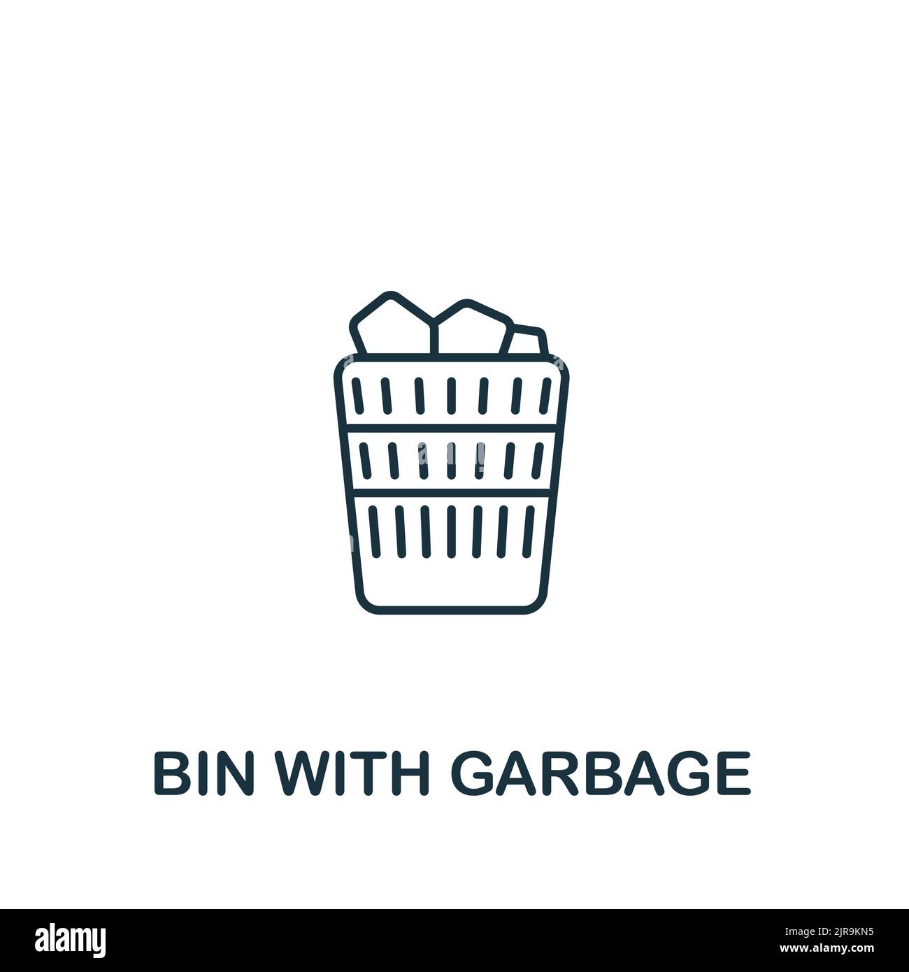 Bin With Garbage icon. Line simple icon for templates, web design and ...