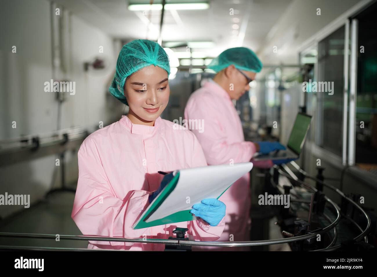 Asian worker labor working in food and beverage for drink industry ...