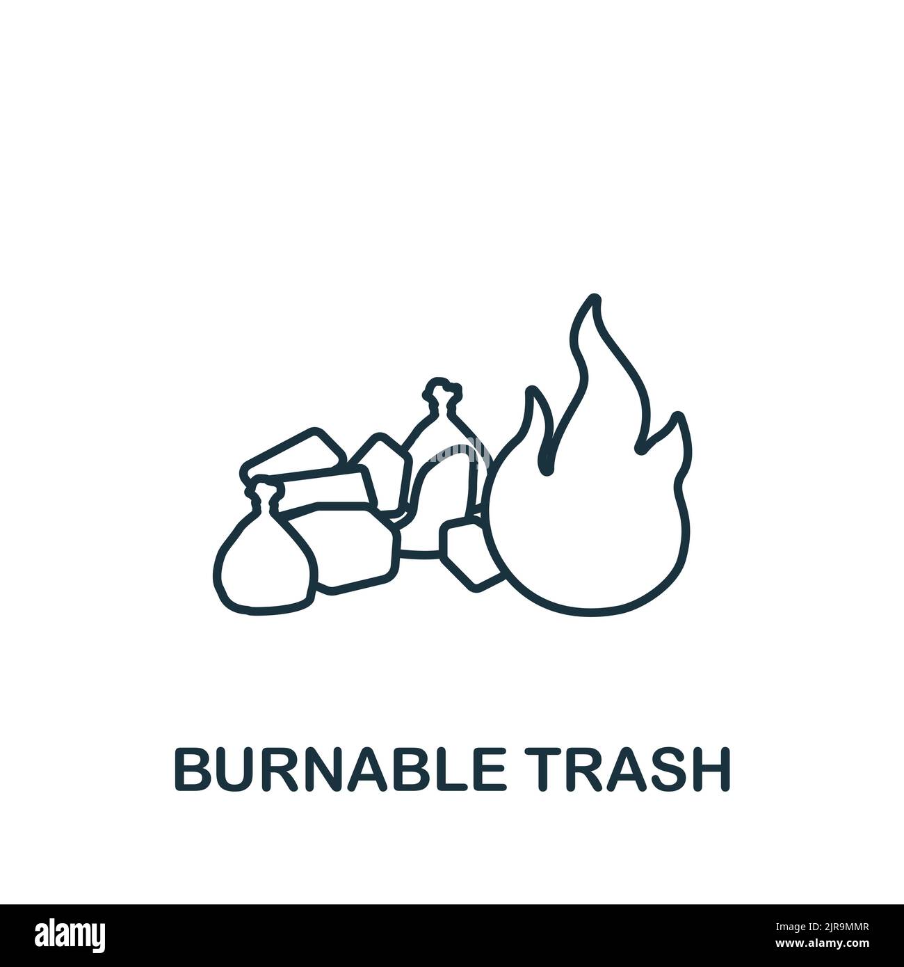 Burnable Trash icon. Line simple icon for templates, web design and ...