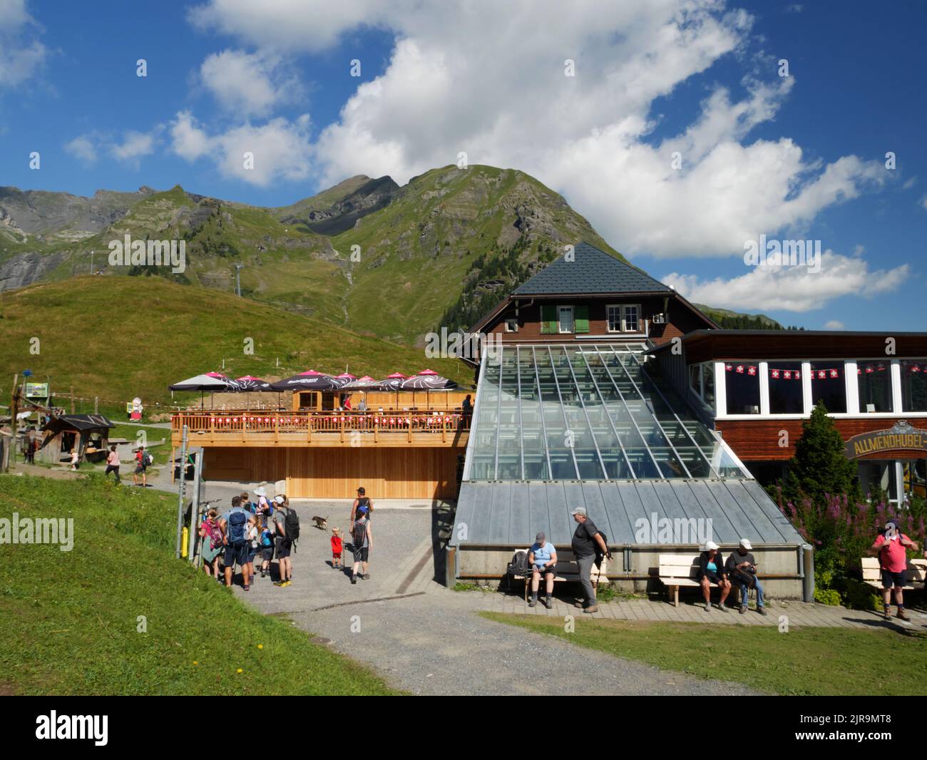 The funicular station at Allmendhubel, Murren, Bernese Oberland ...