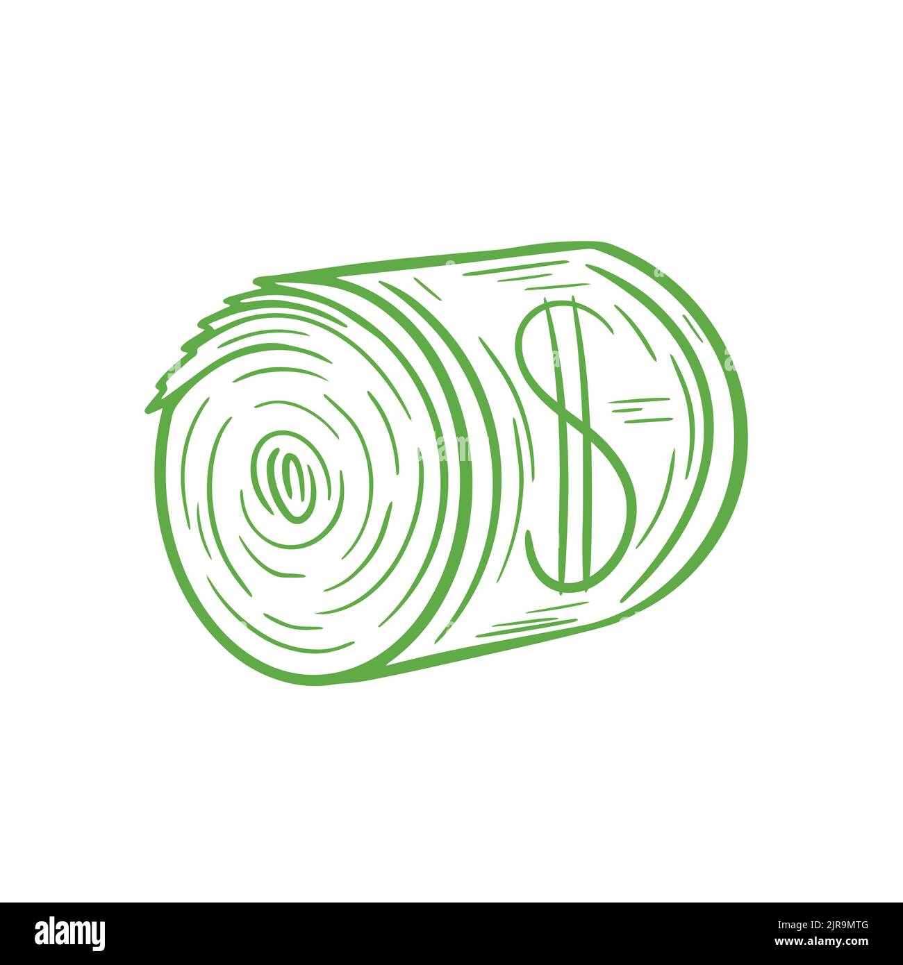 Twisted dollars hand engraving isolated vector illustration Stock ...