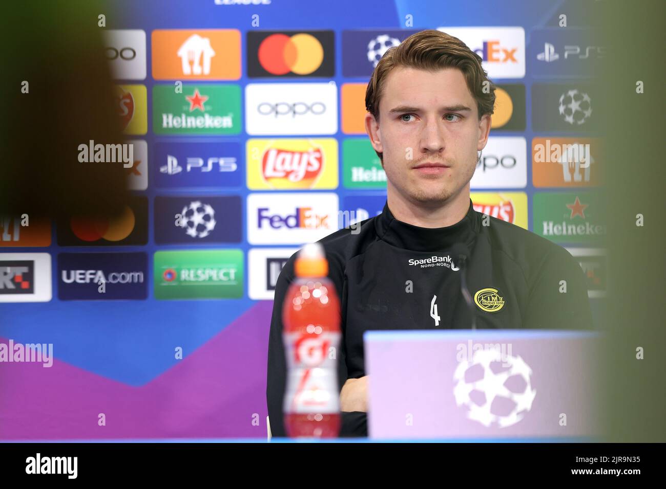 Marius Hoibraten of Bodo/Glimt speaks on a press conference at Maksimir ...
