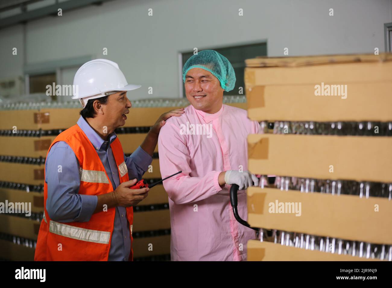 Asian worker labor working in food and beverage for drink industry ...
