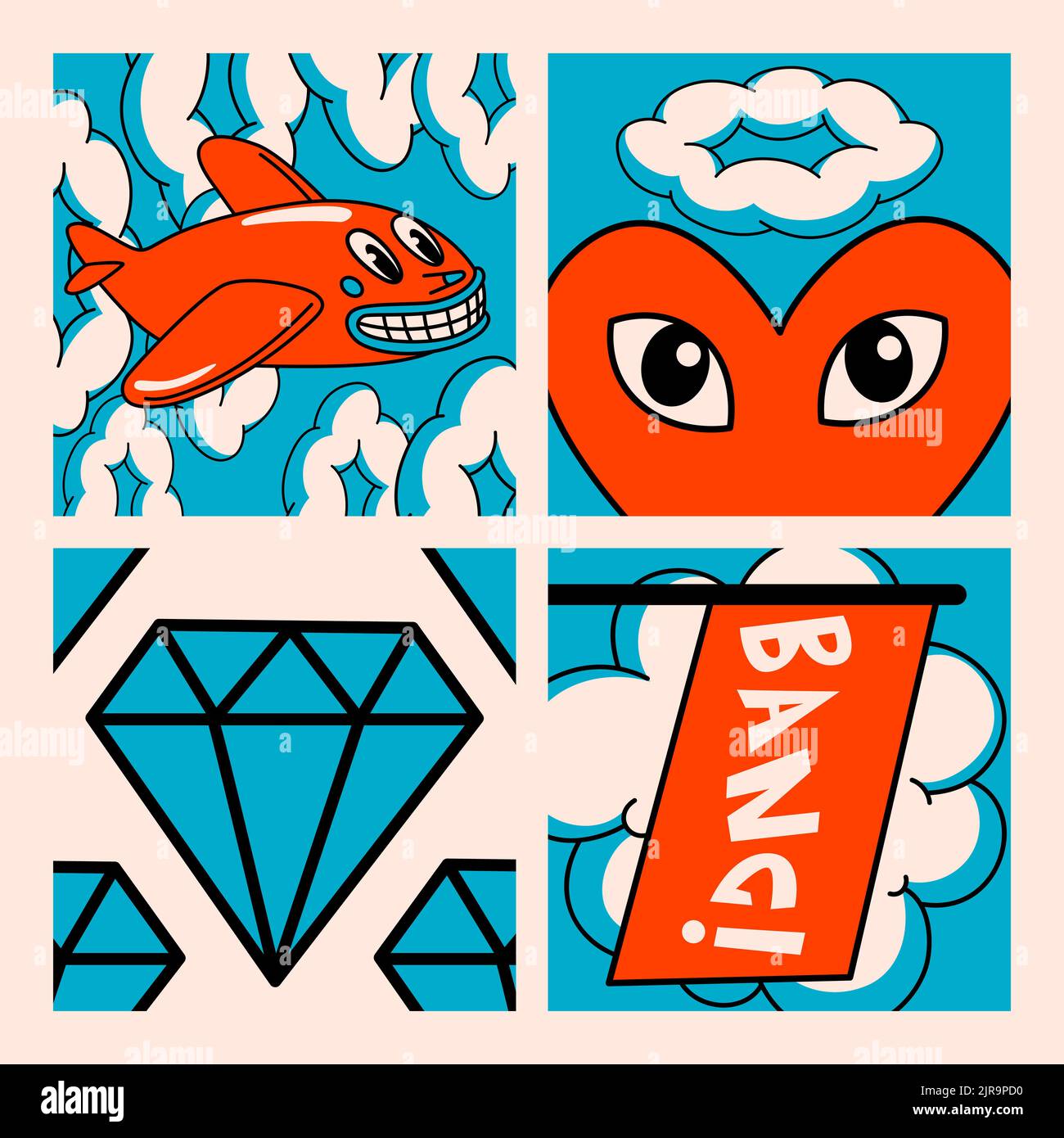 Cartoon vector funny cute Comic characters, plane Stock Vector Image ...