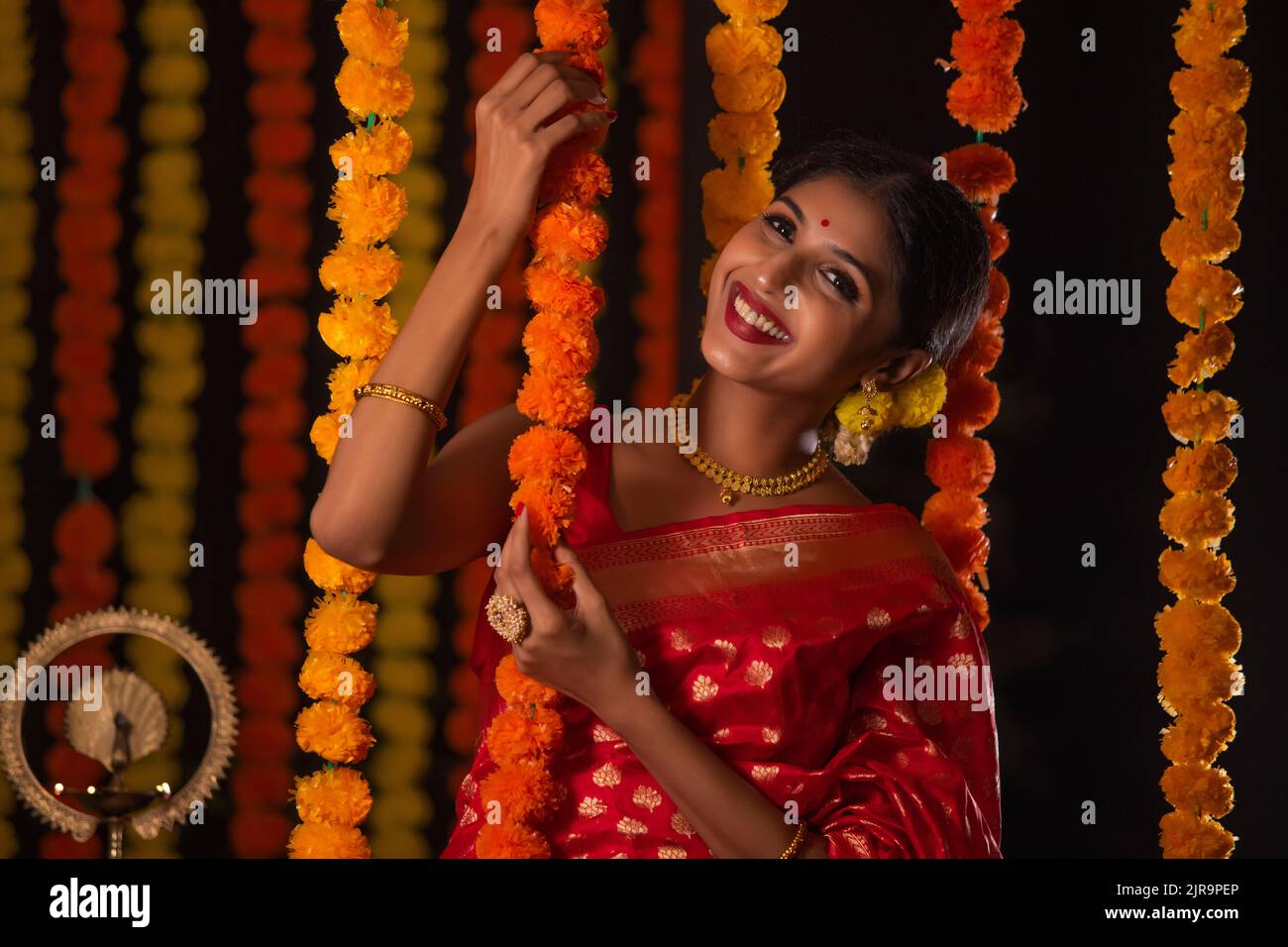 Portrait of Indian woman in traditional outfit on the occasion of ...