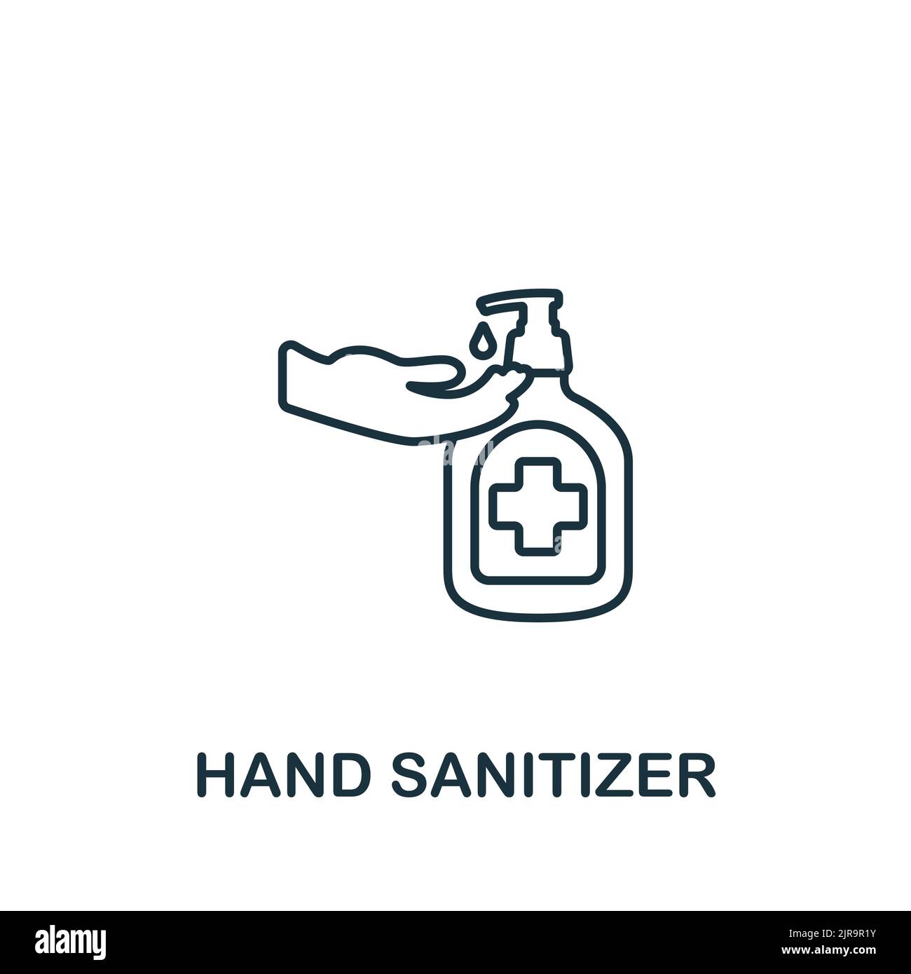 Hand Sanitizer icon. Simple line element quarantine symbol for ...