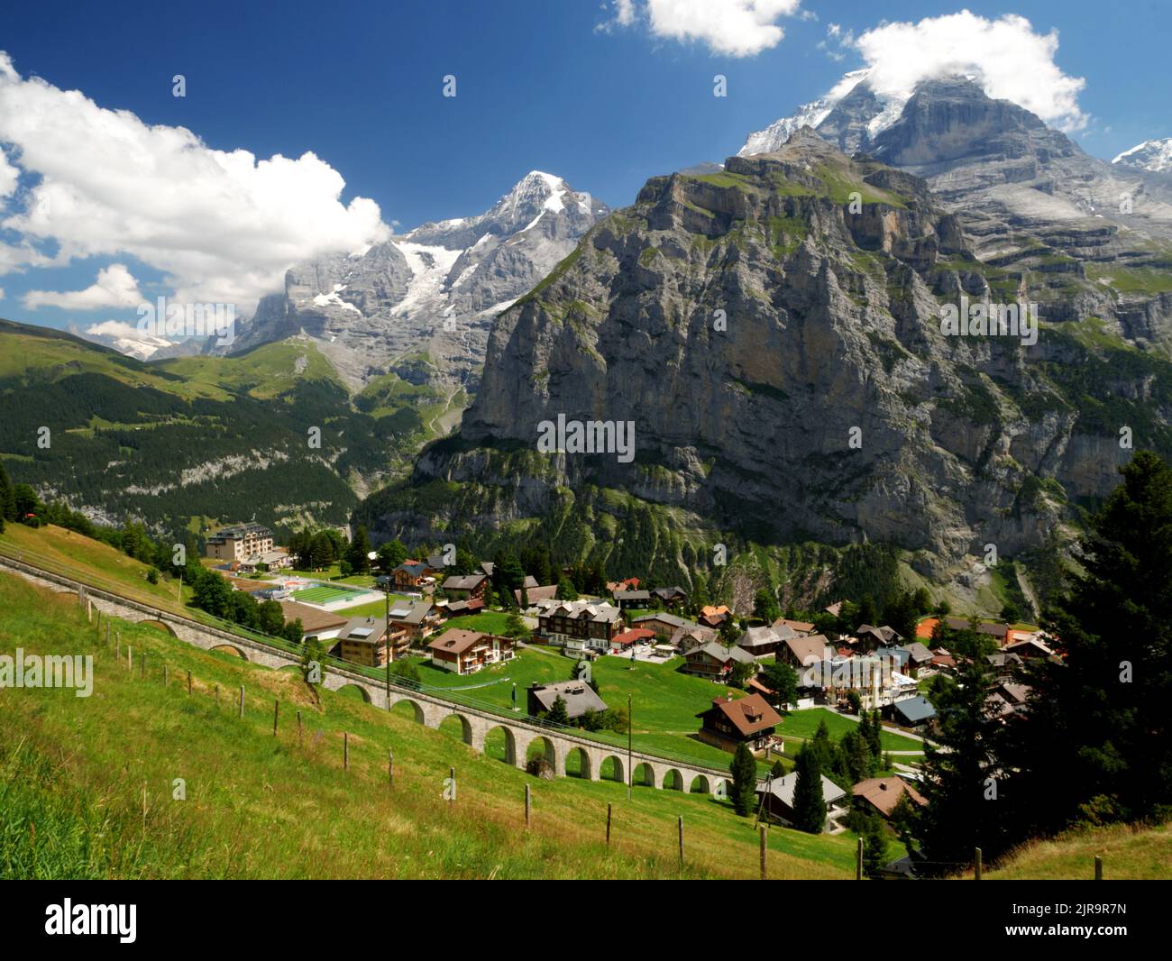 The Allmendhubel funicular seen from the panorama path overlooking the ...