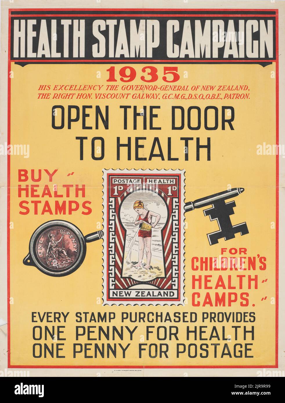 Poster, 'Health Stamp Campaign', 1935, Wellington, by George Loney ...