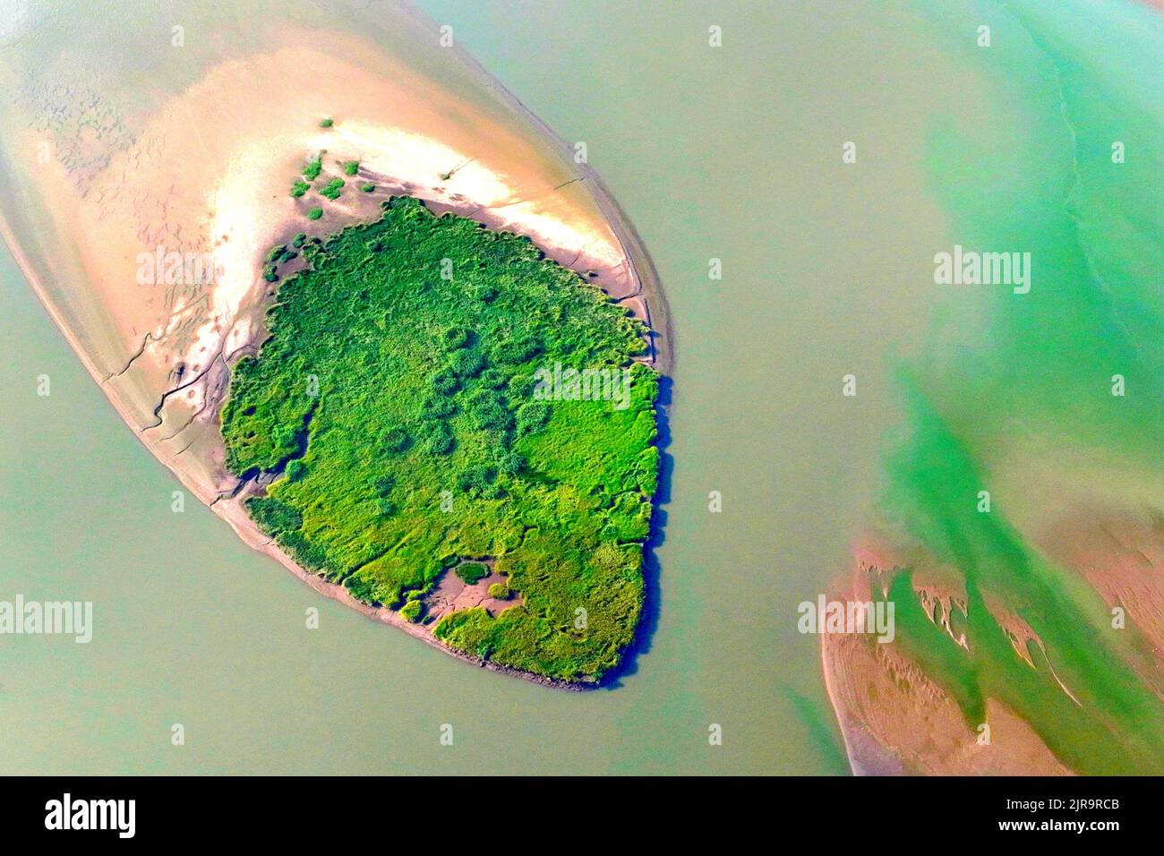 RUGAO, CHINA - AUGUST 23, 2022 - An exposed beach in the middle of the ...