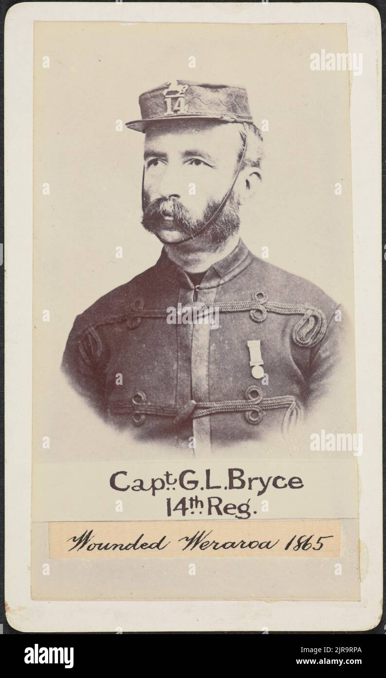 Captain G. L. Bryce, 14th regiment, wounded Weraroa 1865, circa 1870 ...
